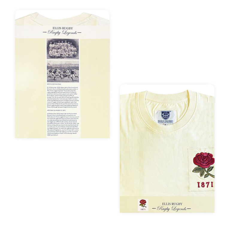 England 1871 Rugby T-Shirt Ecru Vintage Style - Ellis Rugby